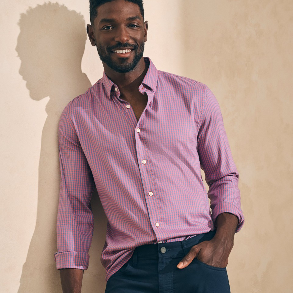 Faherty The Movement Shirt - Blue Rose Gingham - Weitzenkorns