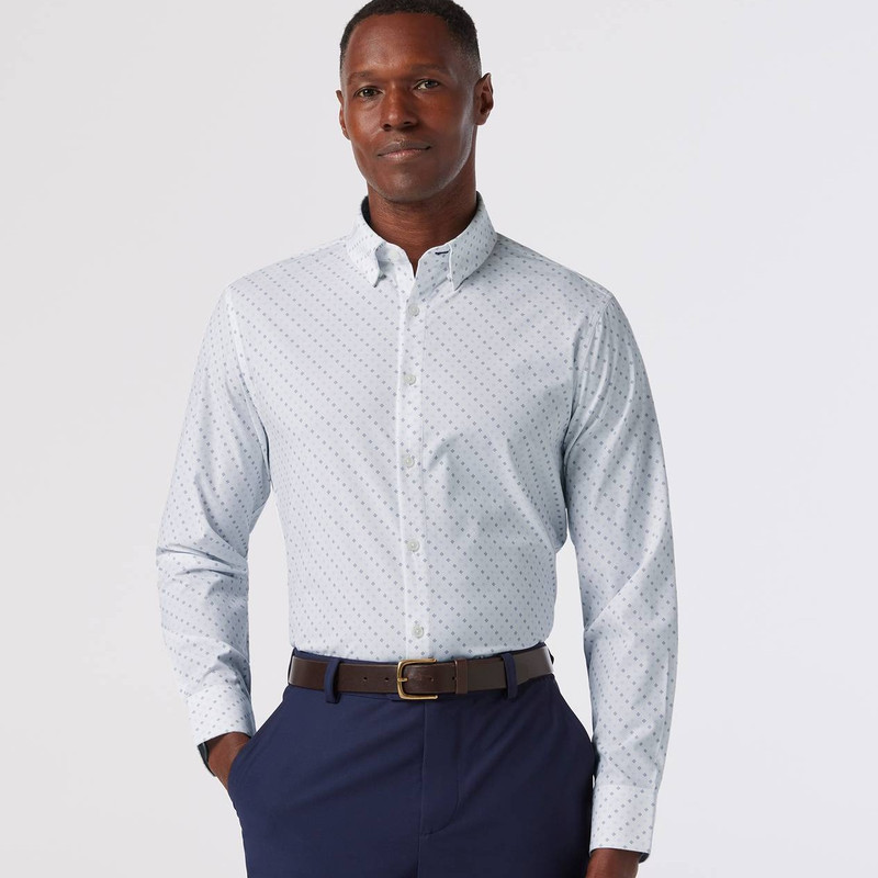 Mizzen + Main Leeward Performance Dress Shirt - White Geo - Weitzenkorns