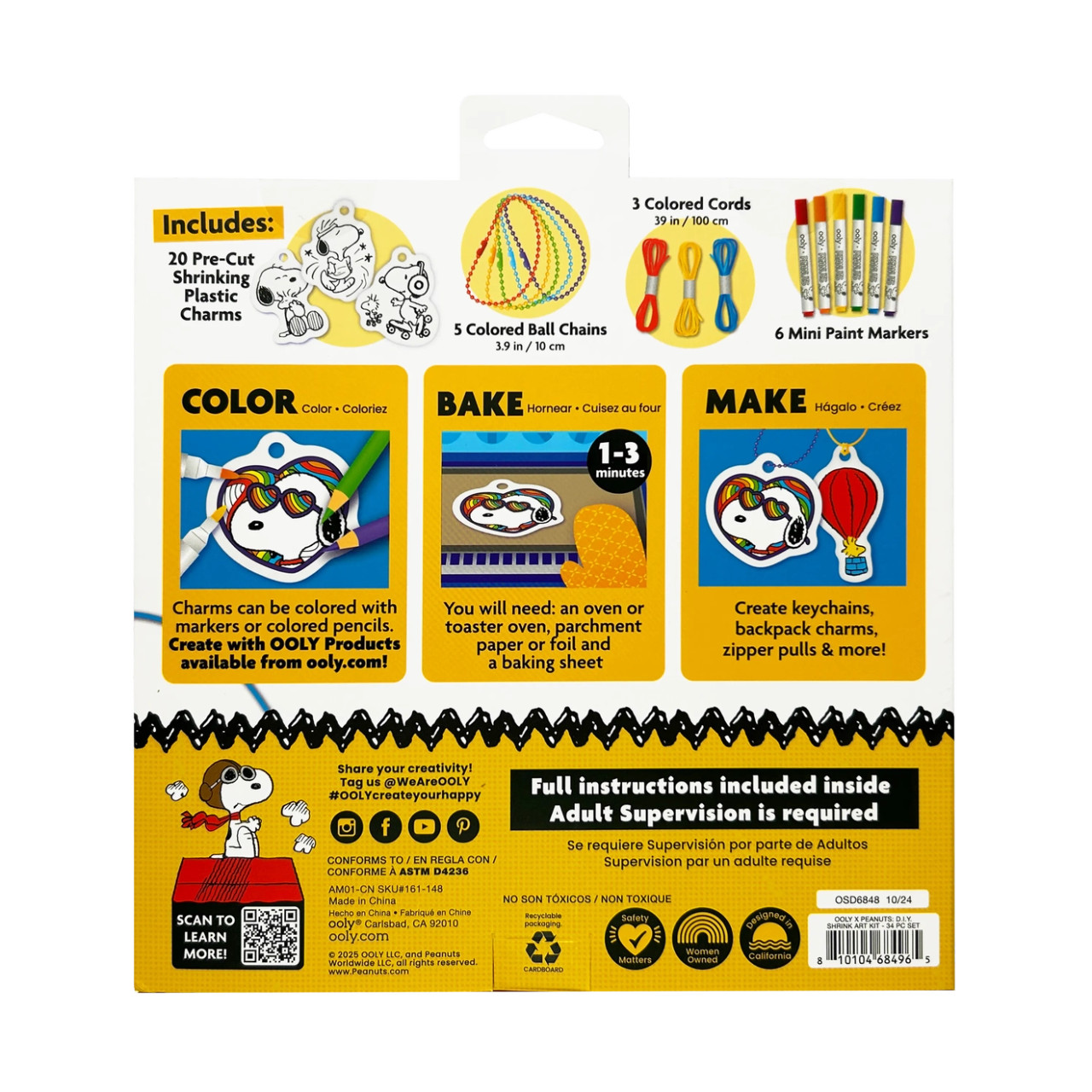 Ooly Peanuts DIY Shrink Art Kit