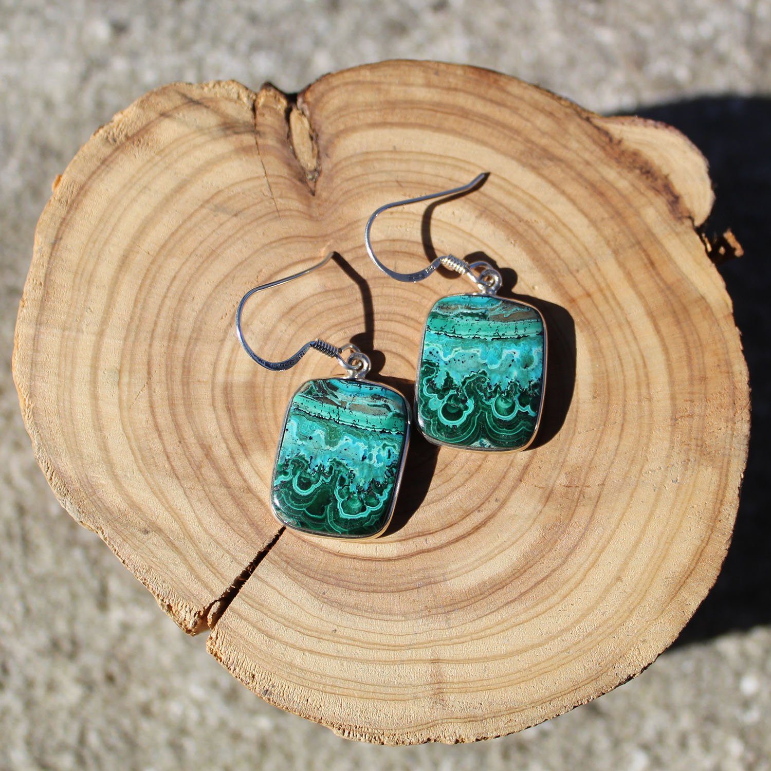 New! Azurite in Malachite Gemstone Earrings - Serendipity12th