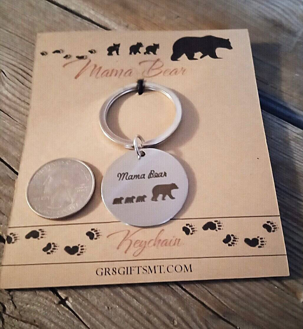 Mama Bear with 3 Cubs Keychain