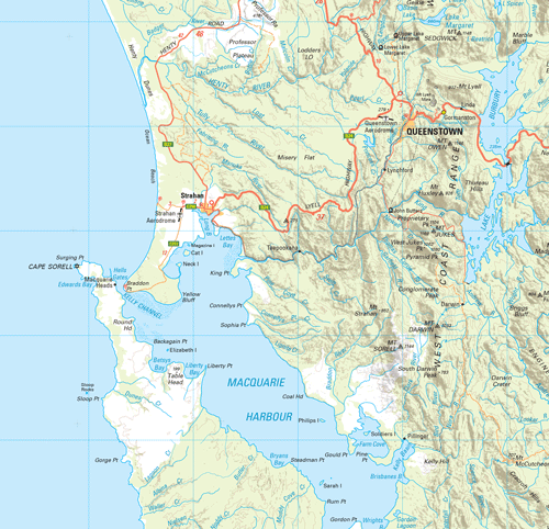 SOUTH WEST TASMANIA 1:250000 Topographic Map