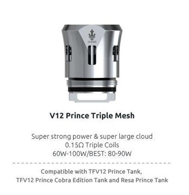 Smoktech TFV12 Prince Triple Mesh Replacement Coil 0.15ohm 3pk ...