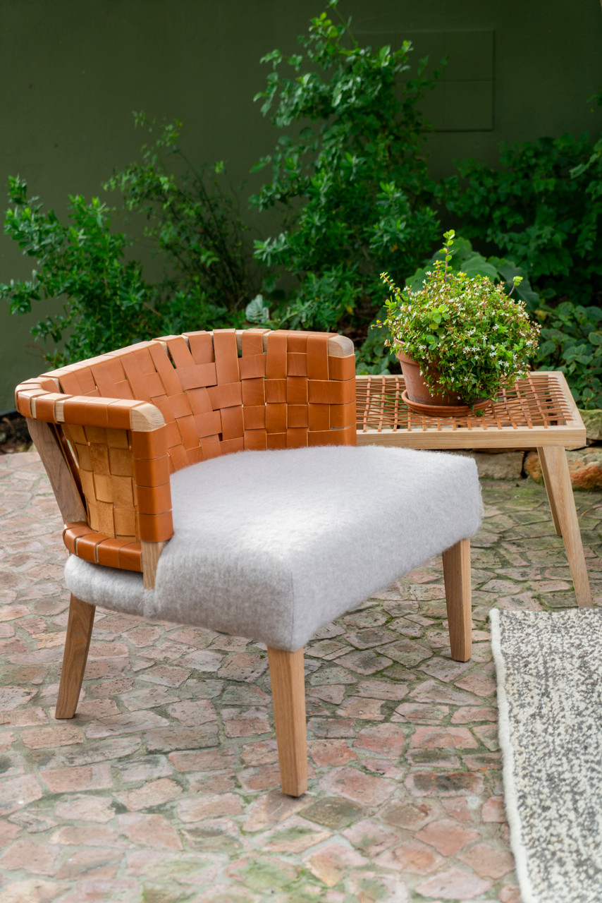 Savannah Leather Woven Back Chair