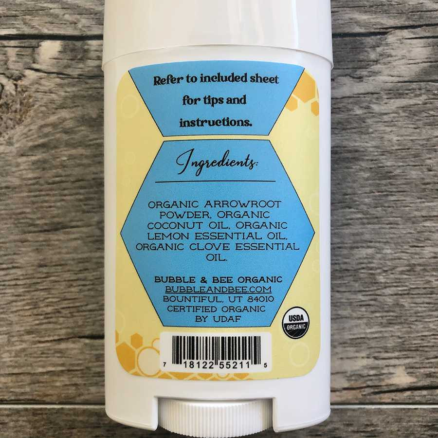 Lemon & Clove Pit Putty Organic Deodorant Cream Bubble & Bee
