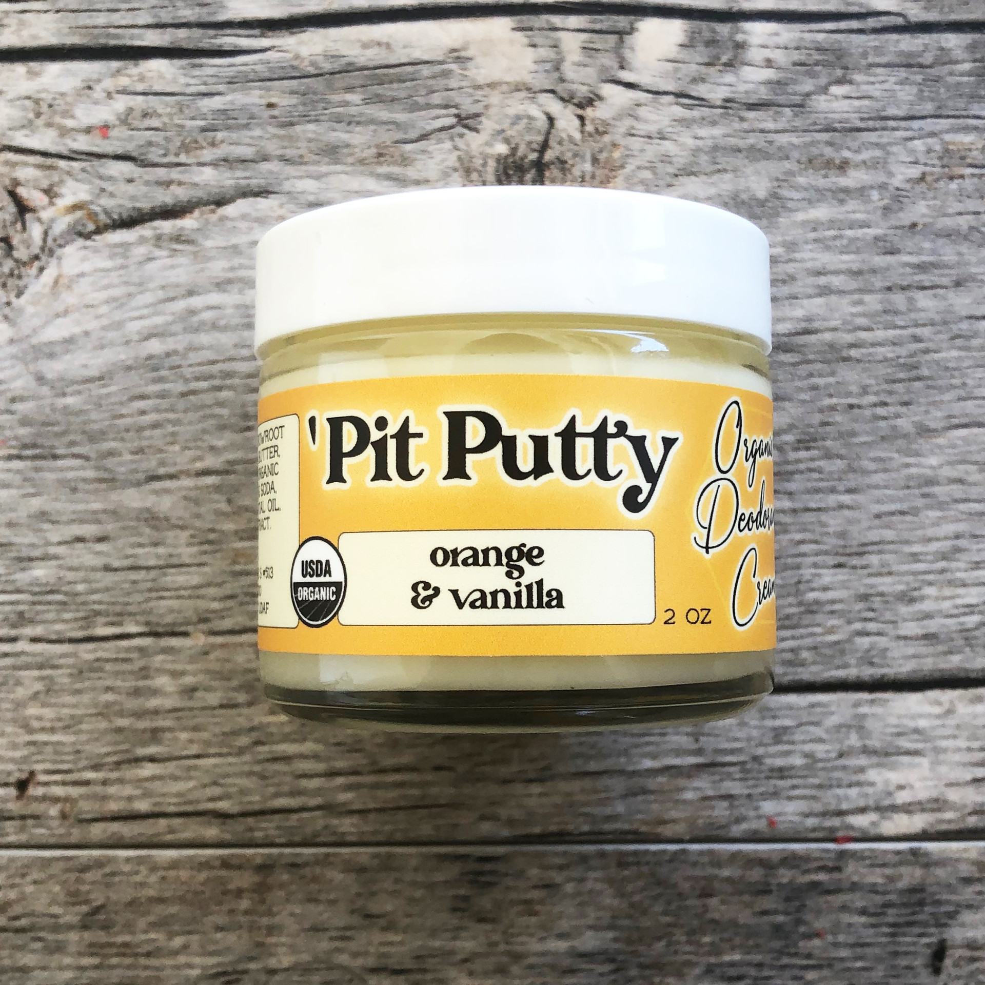 Pit Putty Organic Deodorant Cream Orange Vanilla USDA Cert.