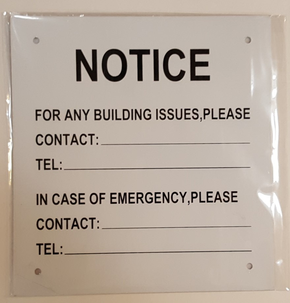 Notice: For any building issues please contact sign.EMERGENCY CONTACT ...