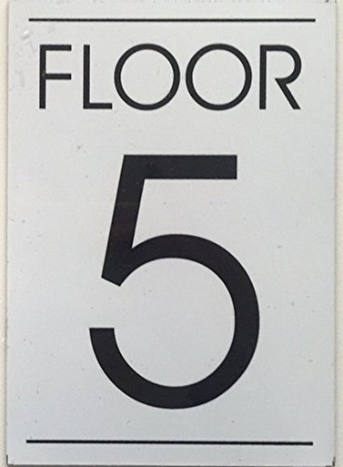 FLOOR NUMBER SIGN WHITE - 5TH FLOOR SIGN (ALUMINIUM, WHITE,5.75 X 4)