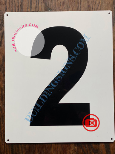 NUMBER 2 SIGN - WHITE (ALUMINUM SIGNS 12x10)- Parking LOT Number Sign