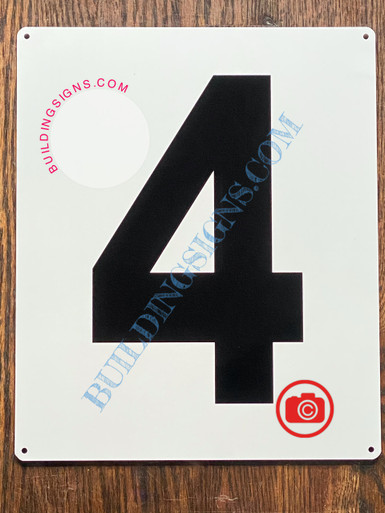 NUMBER 4 SIGN - WHITE (ALUMINUM SIGNS 12x10)- Parking LOT Number Sign