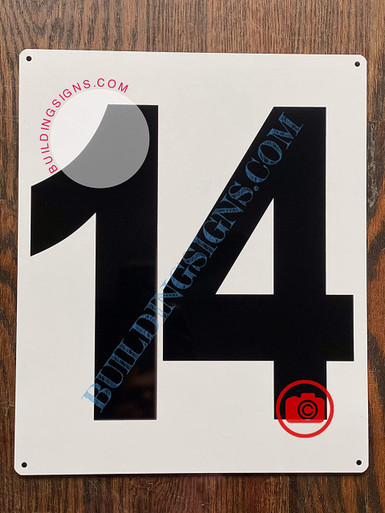 Large Number 14 Sign -Metal Sign - Parking LOT Number Sign (White ...