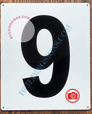 Large Number 9 Sign -Metal Sign - Parking LOT Number Sign (White ...