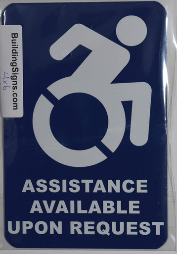 Assistance Available Upon Request Sign (White/Blue,Aluminium, 4X6 ...