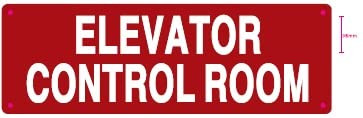 Elevator Control Room Sign (Reflective, Aluminium, RED Backround, 4X12 ...