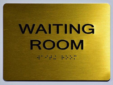 WAITING ROOM Sign -Tactile Signs (GOLD, 5x7 Inch, aluminium)