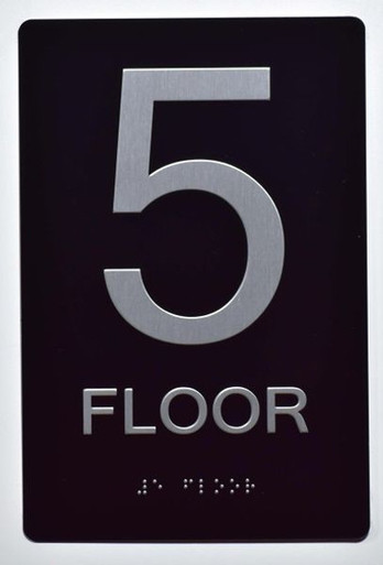 5th FLOOR SIGN 6X9 ADA -Tactile Signs BLACK