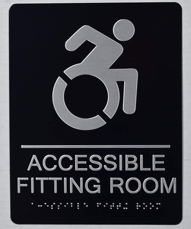 ACCESSIBLE Fitting Room Sign -Tactile Signs (Aluminium,Black,Size 6x9 ...