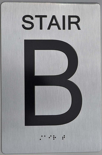 STAIR B ADA Sign -Tactile Signs (Aluminium, Brush Silver,size 6x9) The ...