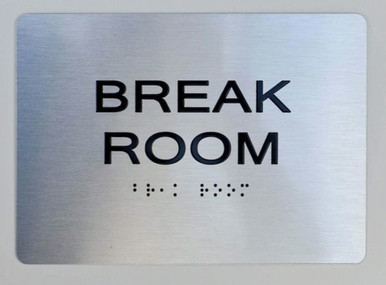 Break Room ADA-Sign -Tactile Signs (Aluminium, Brush Silver,Size 5X7 ...