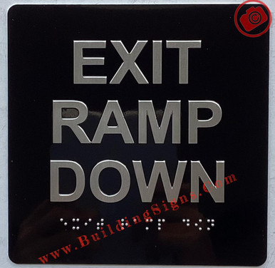 EXIT RAMP DOWN sign Raised letters & Grade 2 Braille - Includes Red ...