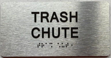 TRASH CHUTE sign with Raised letters/Image & Grade 2 Braille - Includes ...