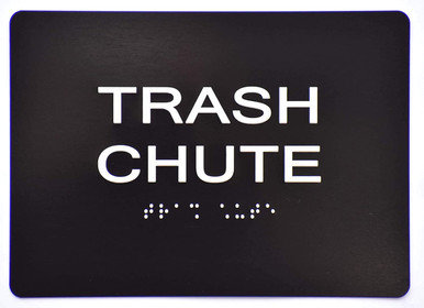 Trash Chute Sign-Tactile Signs -Black(Aluminum, Black/Silver,Size 5x7 ...