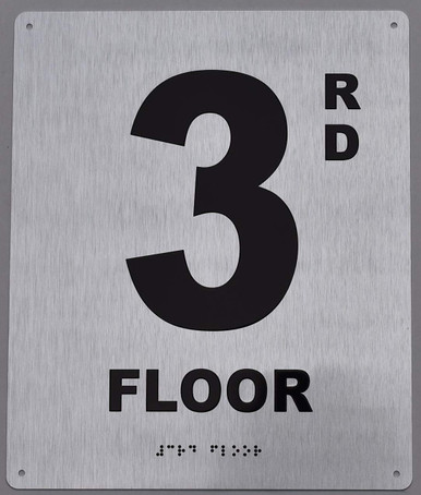 3rd Floor Sign-Tactile Signs - Floor Number Sign-Tactile Signs ...