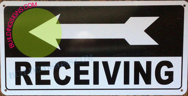 Receiving Left Arrow Signs (Black, Rust Free-Aluminum, 6X12 INCH)