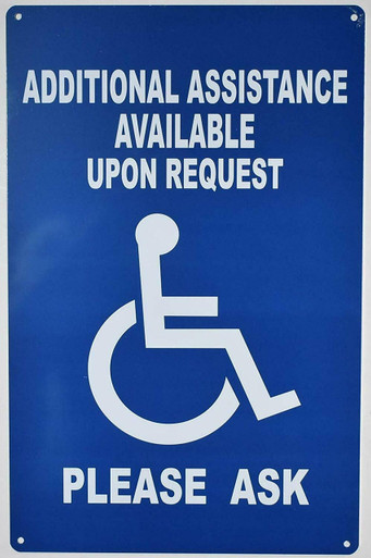 Additional Assistance Available Upon Request Sign-Tactile Signs (Blue ...