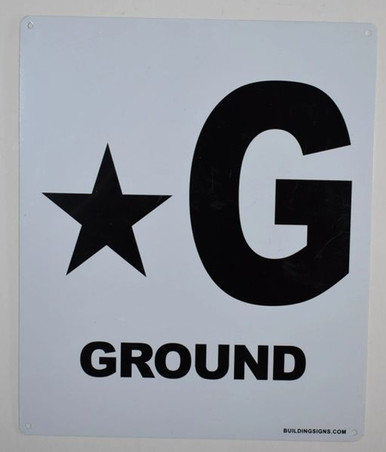 Star Ground Floor Sign (White, Rust Free Aluminium 10X12)-Grand Canyon Line