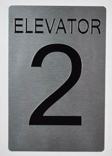 Elevator 2 Sign-Tactile Signs Silver - Tactile Touch Braille Sign ...