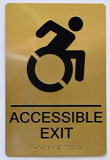 ACCESSIBLE EXIT Sign/-Tactile Signs - Gold(Aluminium, Gold/Black,Size ...