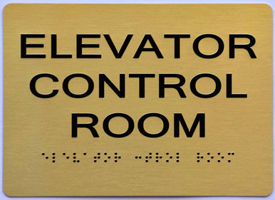 Elevator Control Room Sign-Tactile Signs -Gold(Aluminium, Gold/Black ...