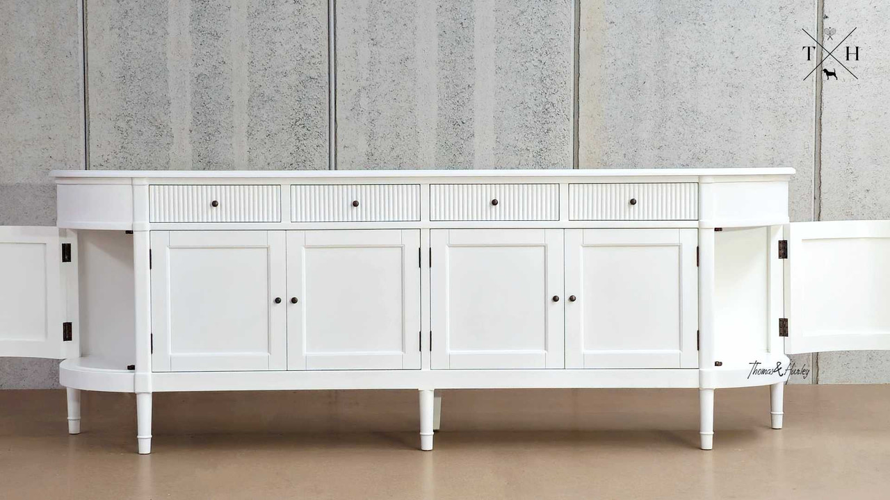 Modern French Louis Curved Buffet Sideboard 250cm White - Elegant ...