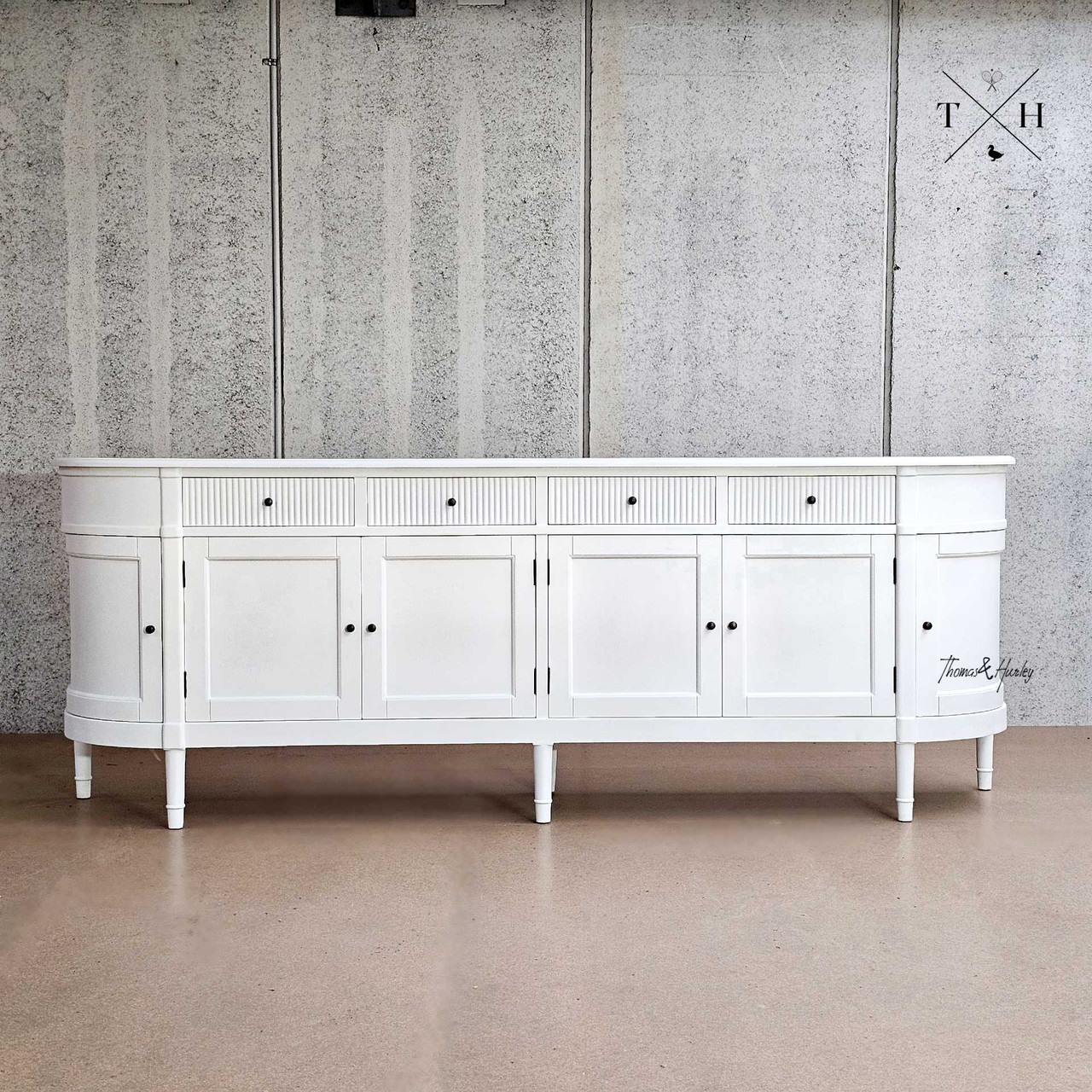 Modern French Louis Curved Buffet Sideboard 250cm White - Elegant ...