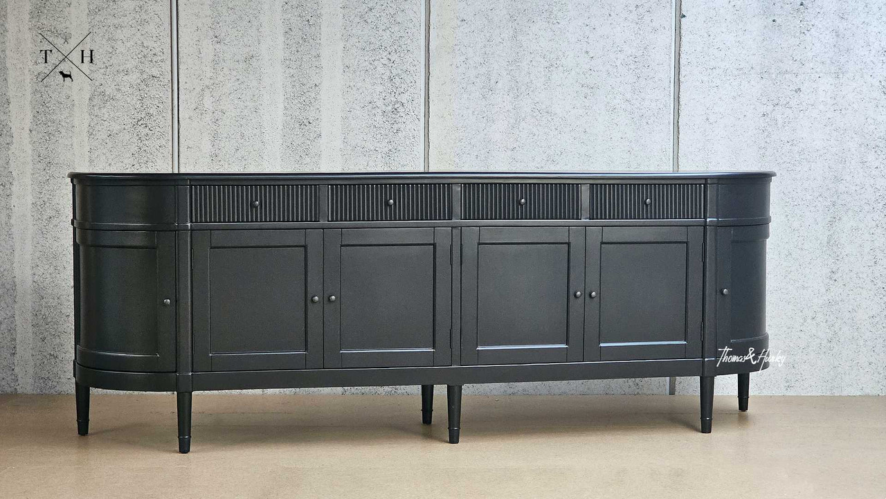 Modern French Louis Curved Buffet Sideboard 250cm Black - Featuring ...