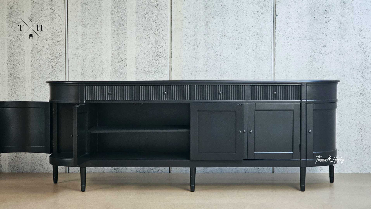 Modern French Louis Curved Buffet Sideboard 250cm Black - Featuring ...