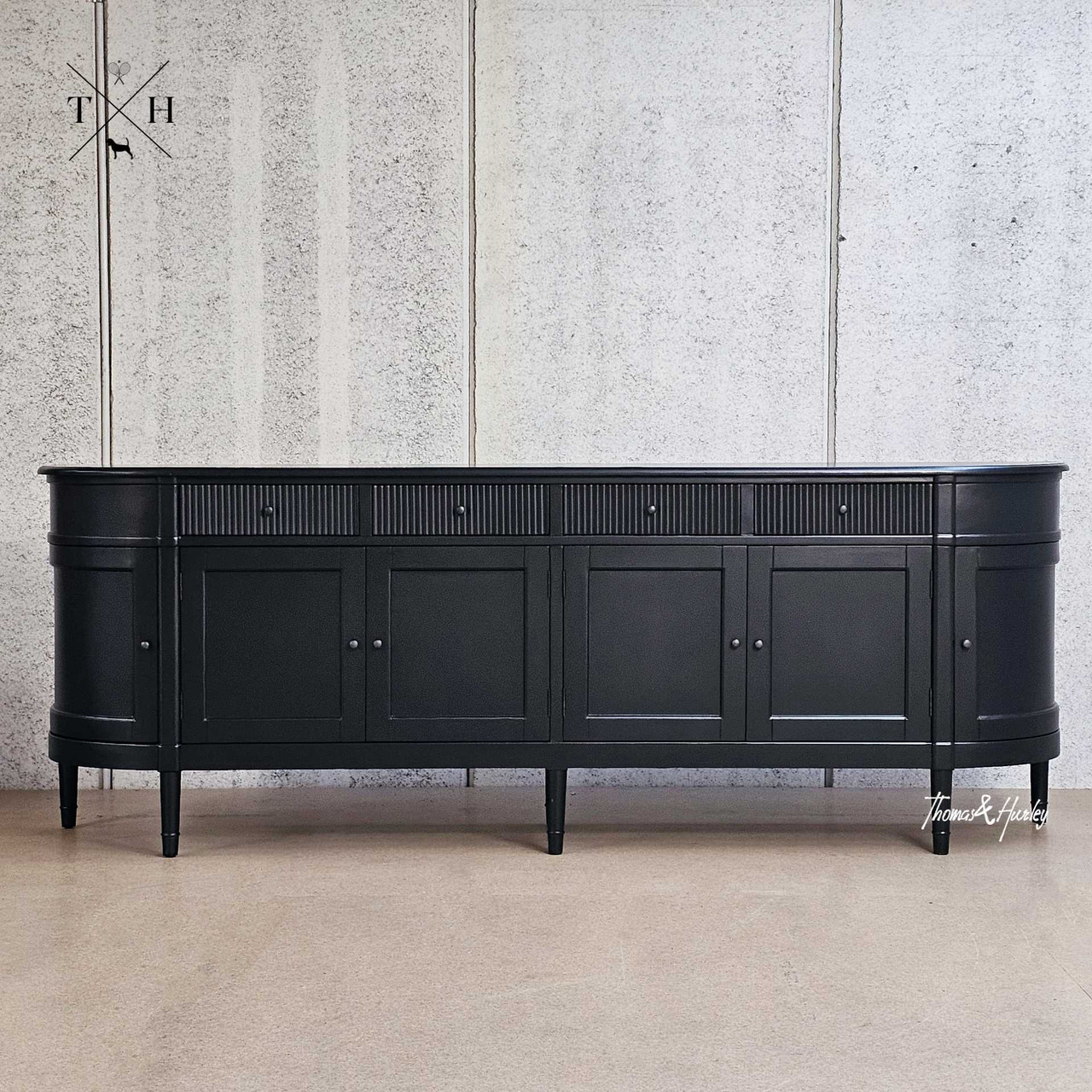 Modern French Louis Curved Buffet Sideboard 250cm Black - Featuring ...