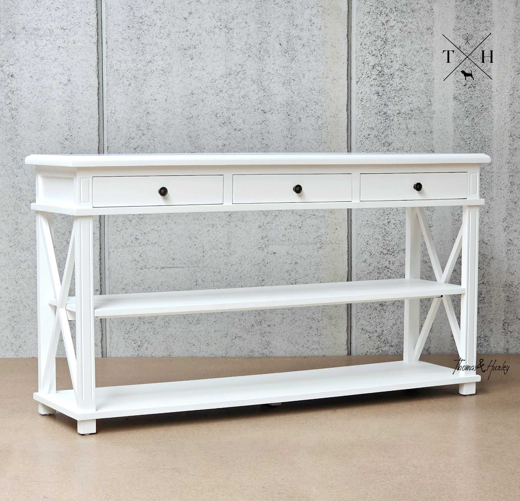 Hamptons Style Hampstead Console in White - Elegant Storage and Display