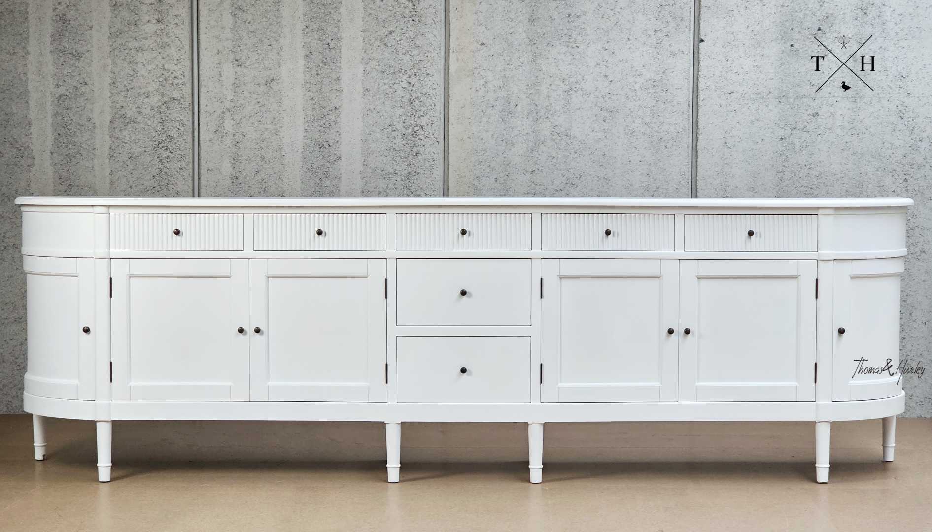 Modern French Louis Curved Buffet Sideboard 300cm White - Elegant ...