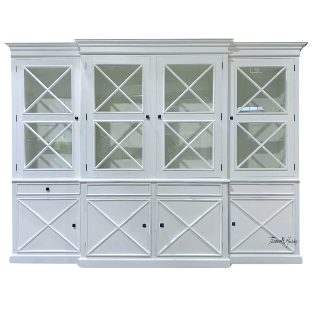 Somerset 4 Door Display Wall Unit | Hamptons Style Bookcase & Display Unit
