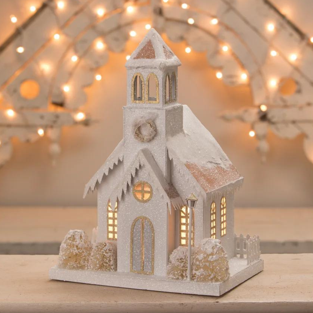 Bethany Lowe Metallic Gold, White, and Silver Glittered Christmas ...