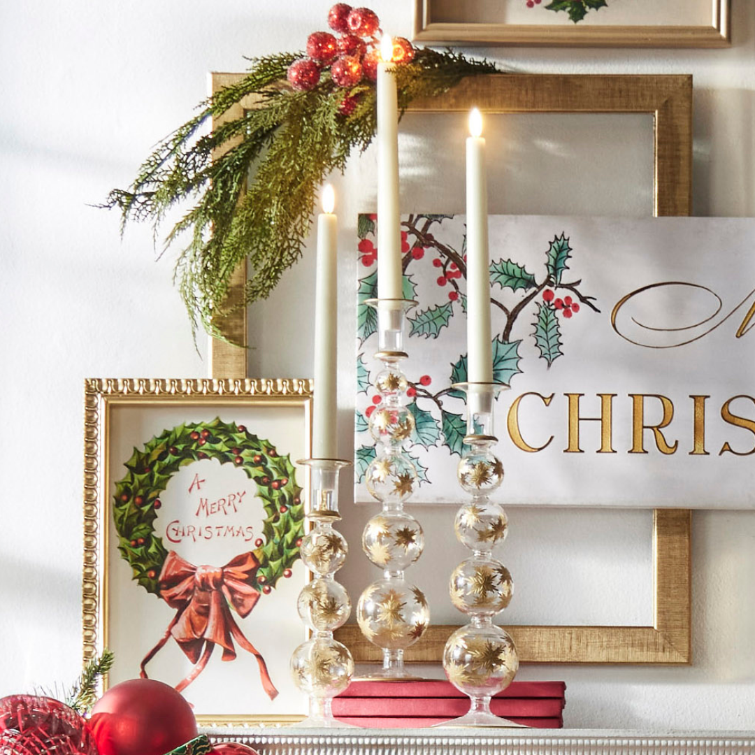 Raz Set of 3 Gold Tree Candle Stick Holders Christmas Decoration | Raz ...