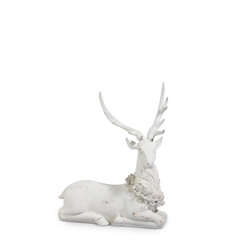 Raz 18" White Deer with Holly Wreath Christmas Figures Set of 2 | Raz ...