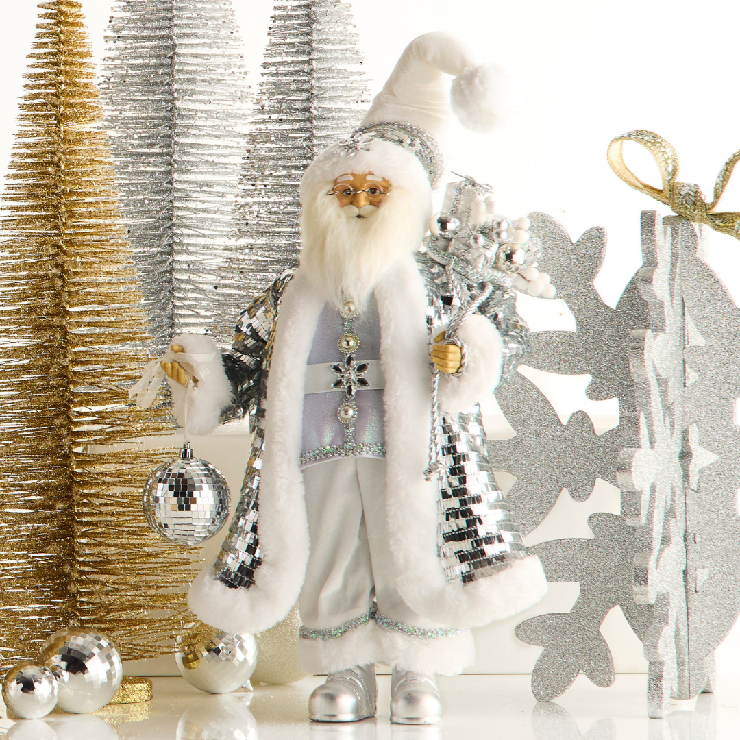 Raz 18" Pearl and Jewel Champagne Santa Christmas Figure | Raz Imports ...