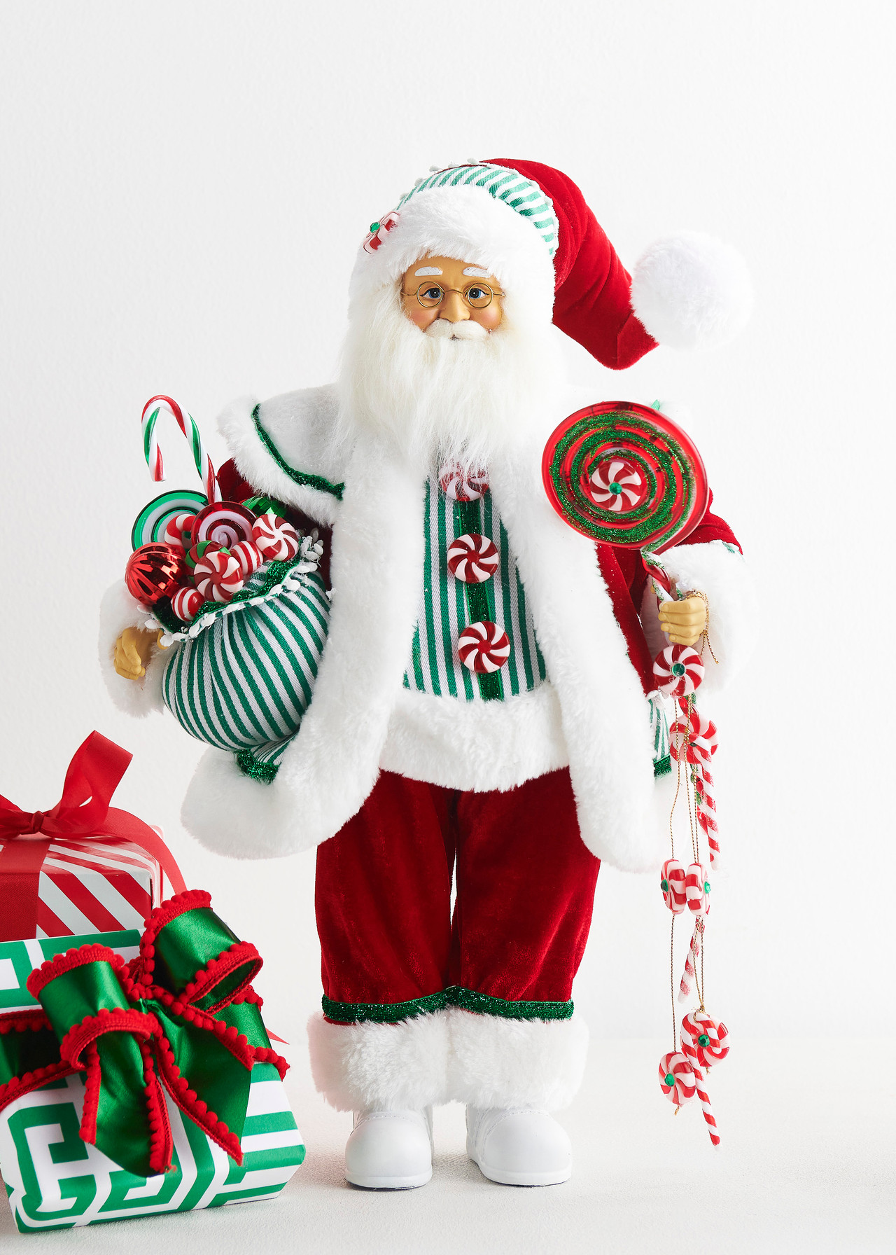 Raz 18" Gingham Gingerbread Christmas Santa Figure | Raz Imports | Raz ...