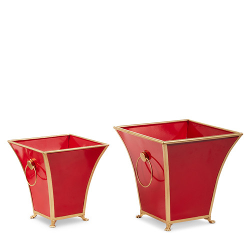 Raz 12.25" Red and Gold Cache Pots Christmas Decoration | Raz Imports ...
