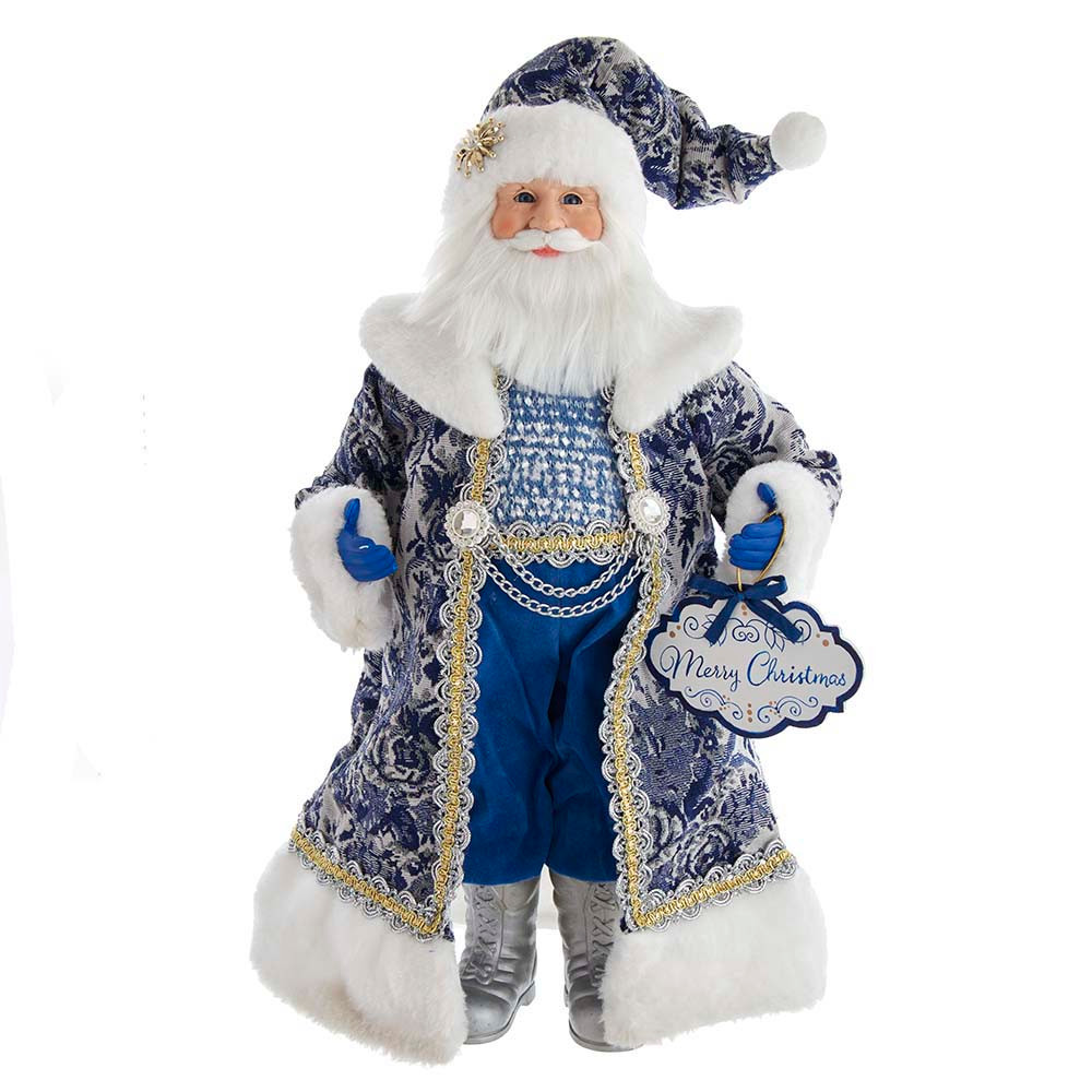 Kurt Adler 18" Blue Delft Santa Holding Sign Christmas Figure | Kurt ...