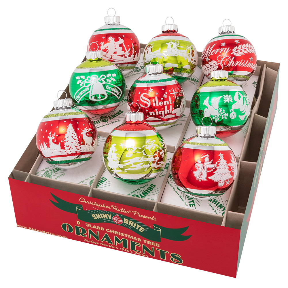 Christopher Radko Shiny Brite Holiday Splendor 2.5" Signature Flocked ...
