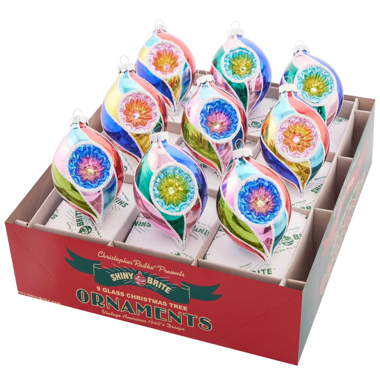 Christopher Radko Shiny Brite Confetti 2.5" Reflector Tulip Christmas ...